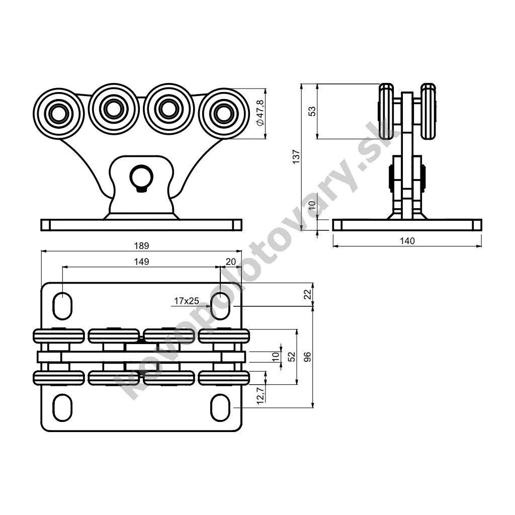 Nice Robus 400 BD KCE 7.0 – zostava pojazdu, pohonu a príslušenstva, pre posuvnú bránu do prejazdu 4